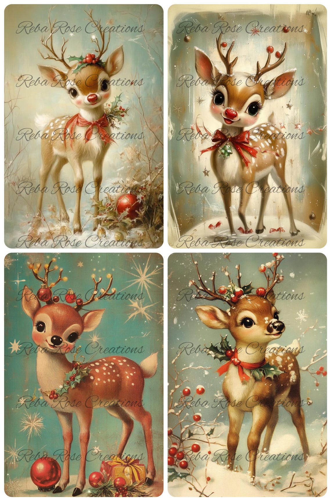 1383 Vintage Retro Deer A4 Rice Paper for Coasters or Shells - Etsy
