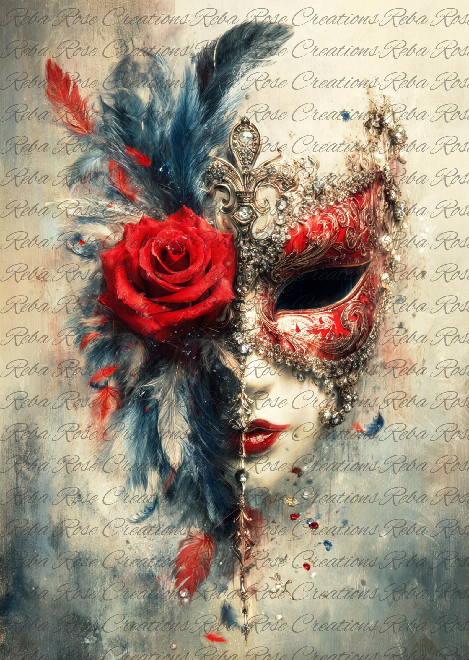 2376 Majestic Masquerade Mask 2 A4 Rice Paper - Etsy