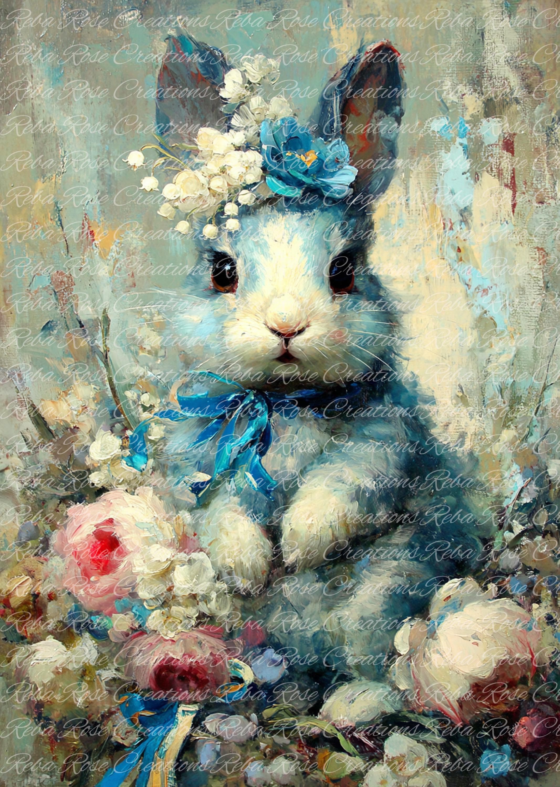 2094 Baby Bunny Portrait A4 Rice Paper - Etsy