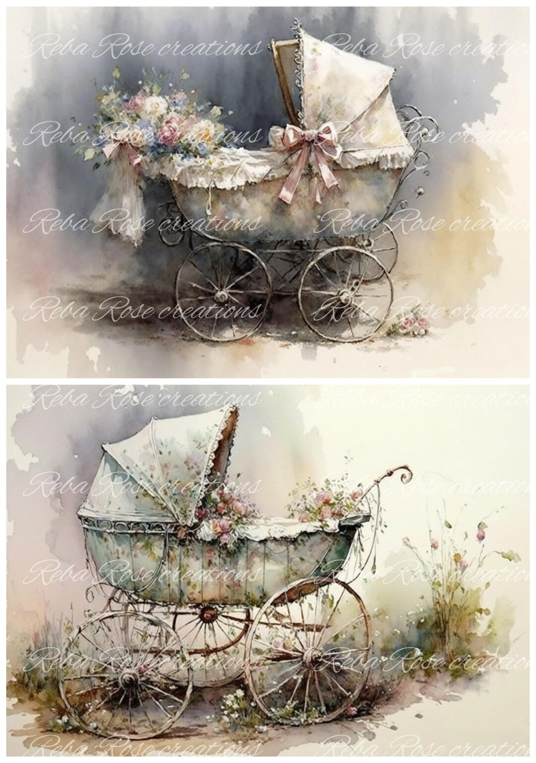 0551 Baby Carriage A4 Rice Paper - Etsy