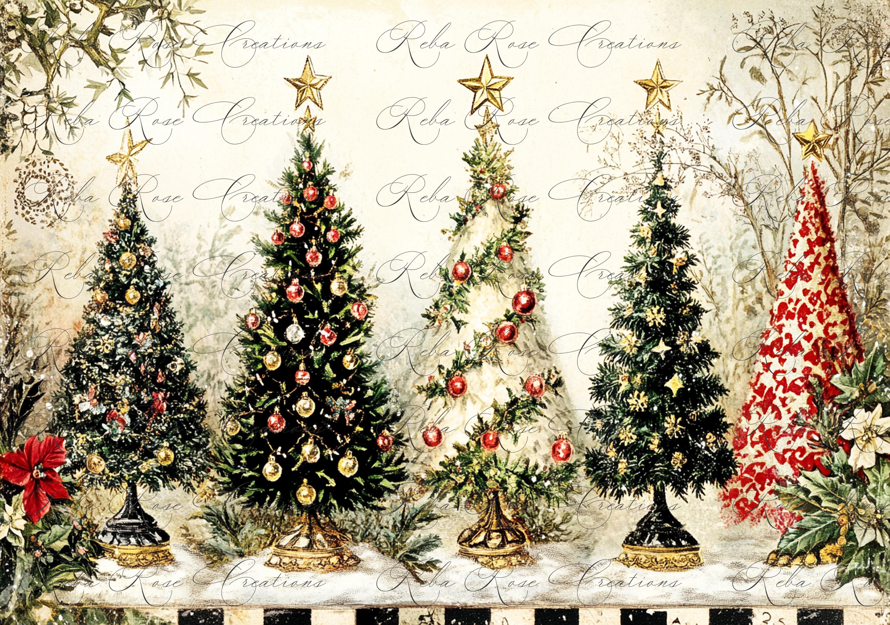 1413 Fancy Christmas Trees A4 Rice Paper - Etsy