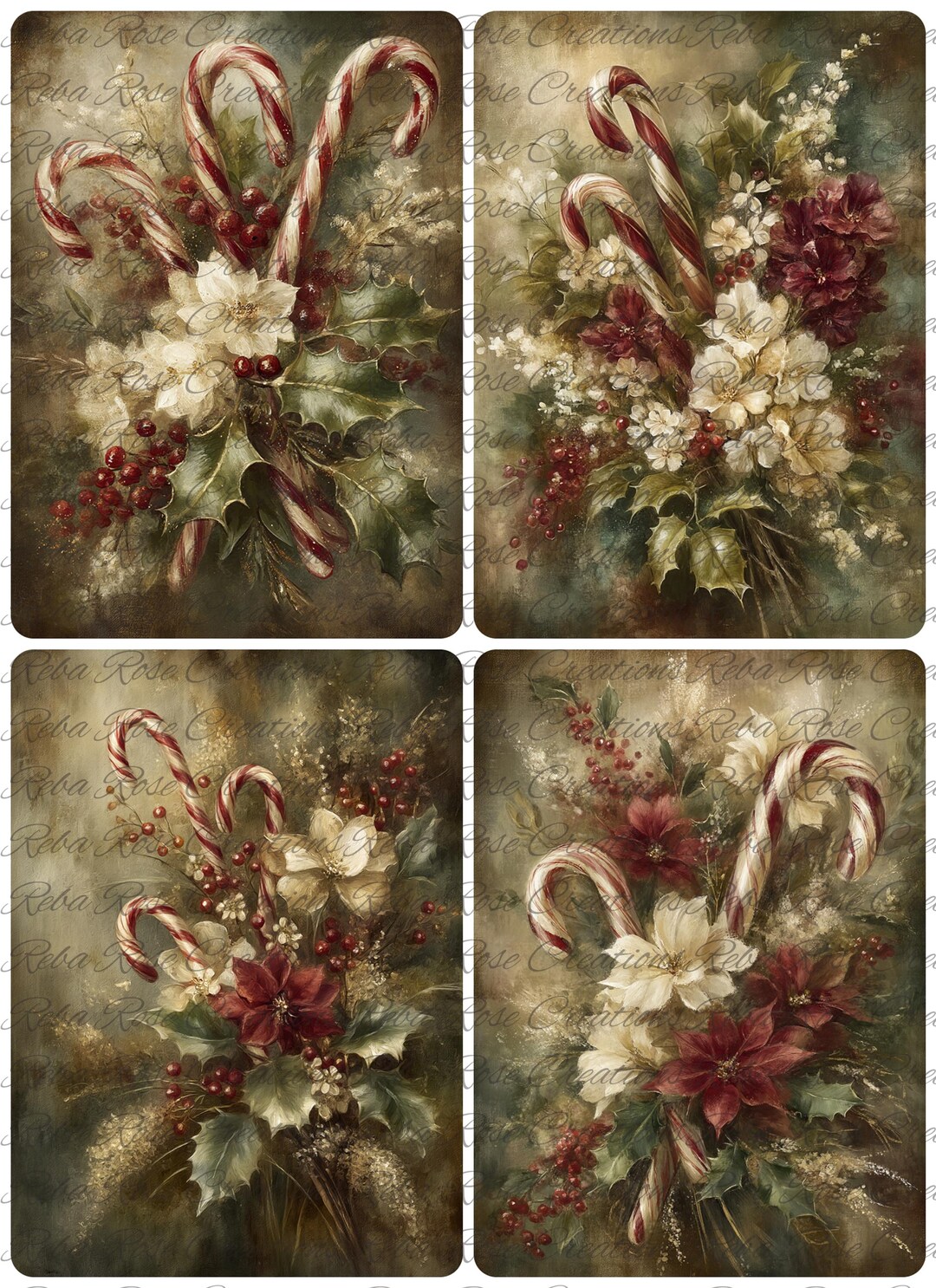 2362 Christmas Candy Canes A4 Rice Paper - Etsy