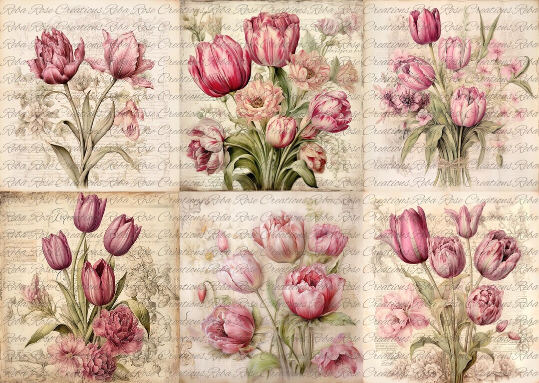 CS-44 Tulips A4 Decoupage Paper for Coasters - Etsy