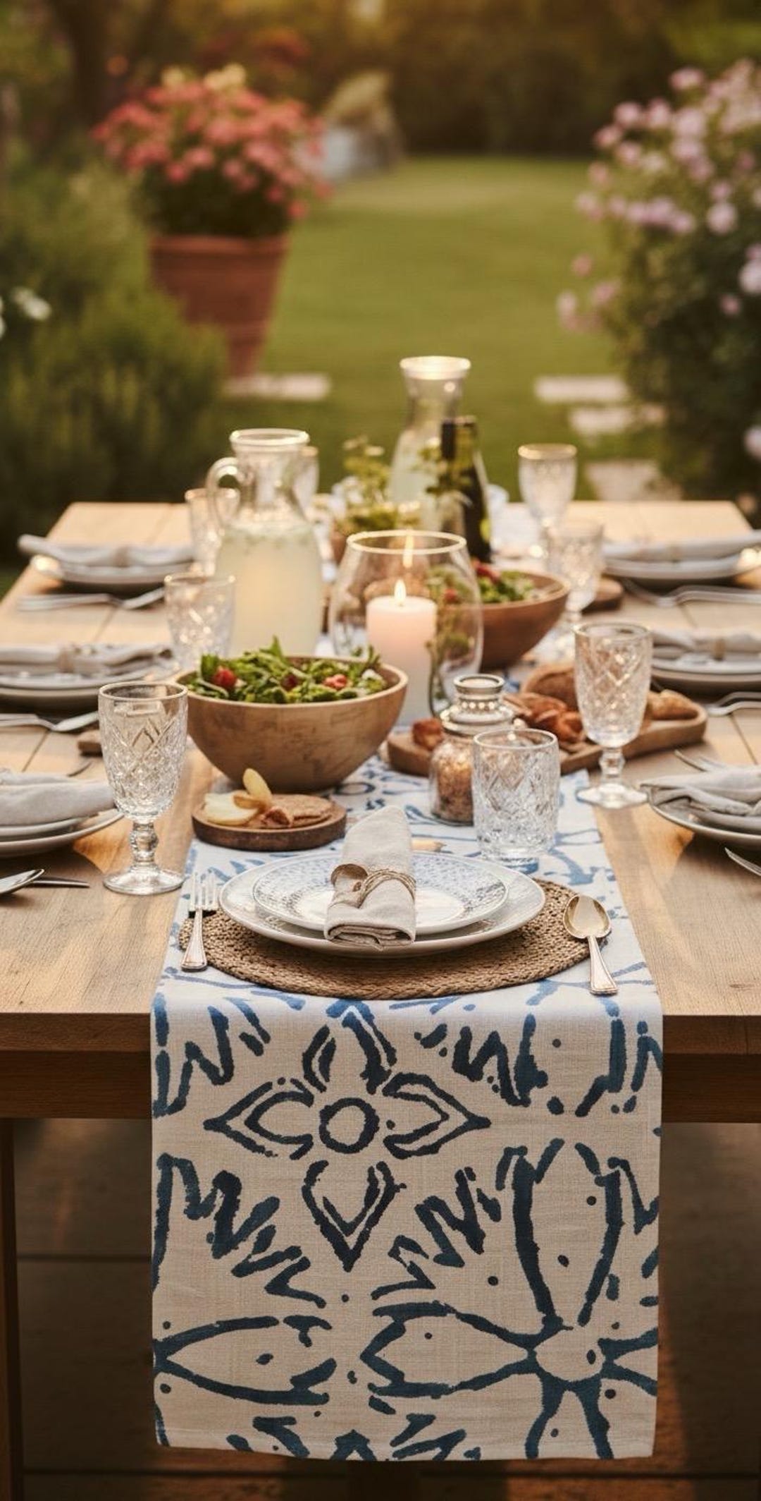 Handmade Linen Table Runner & Mat Set: Block Printed Dining Decor - Etsy