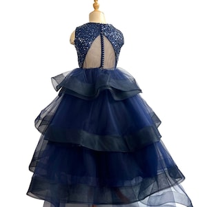 Navy Blue Flower Girl Dress, Midnight Blue Wedding Dress, Girls ...