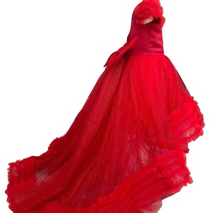 Red Short Front Long Back Long Girl Floral Dress, Red Dress Toddler ...