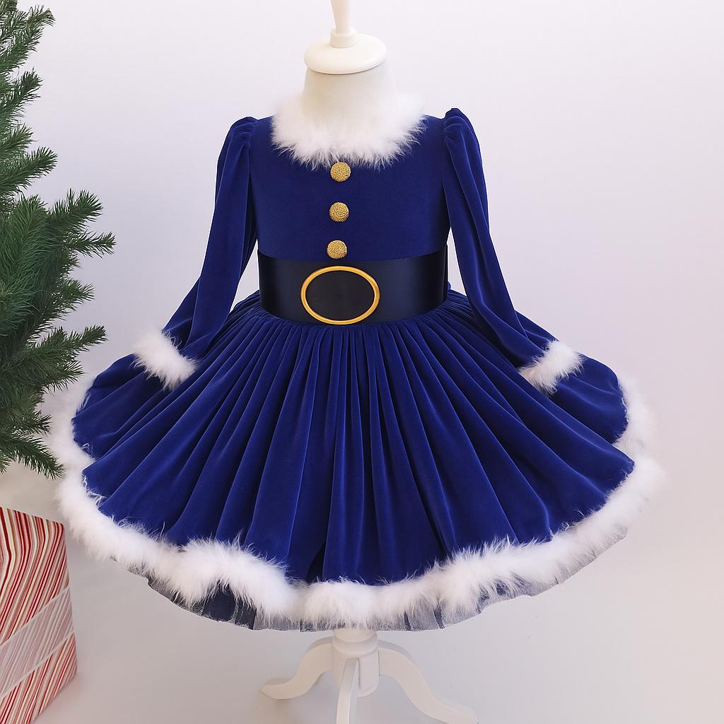 Royal Blue Christmas Dress for Girls – Luxury Velvet Holiday Dress ...