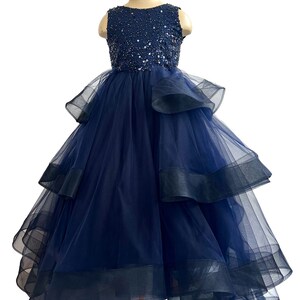 Navy Blue Flower Girl Dress, Midnight Blue Wedding Dress, Girls ...
