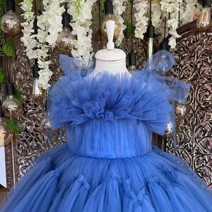 Blue Dress for Girls, Fancy Dress, Puffy Dress, Birthday Photo Shoot ...