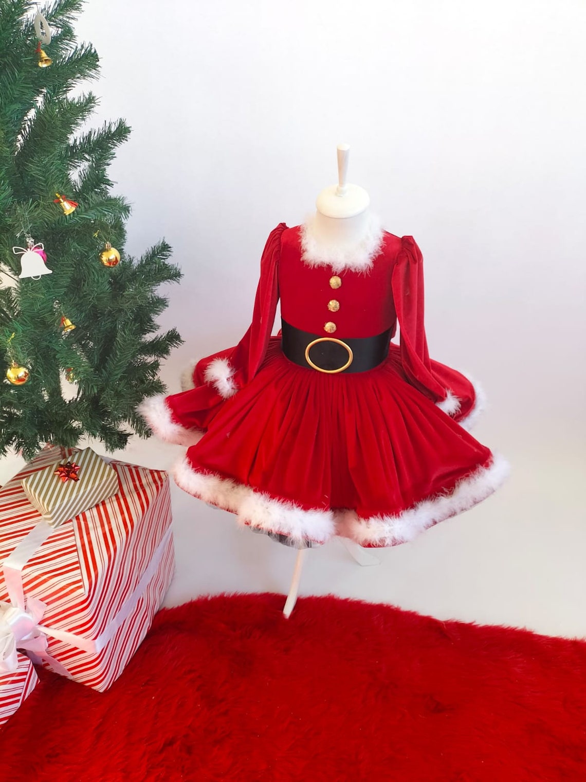 Girls' Santa Claus Velvet Christmas Dress: Toddler Holiday Costume - Etsy