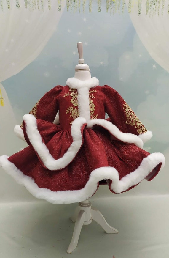 Red Shiny Glitter Long Sleeve Santa Claus Christmas Dress - Etsy