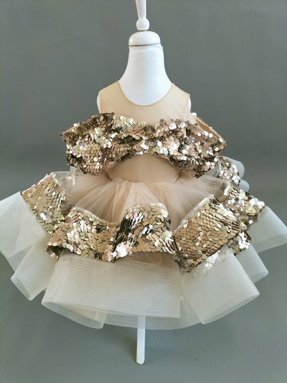 Gold Flower Girl Dress Children Wedding Gown Princess Dress - Etsy