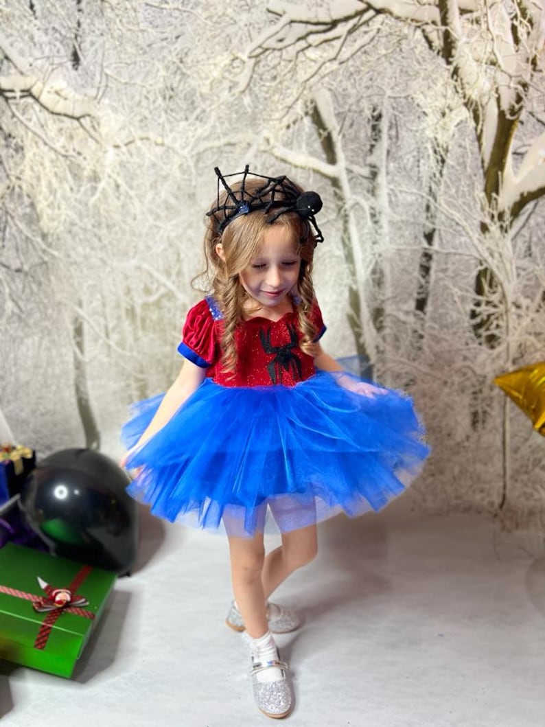 Spider Gwen Toddler Costume: Blue Tutu Birthday Party Gown - Etsy
