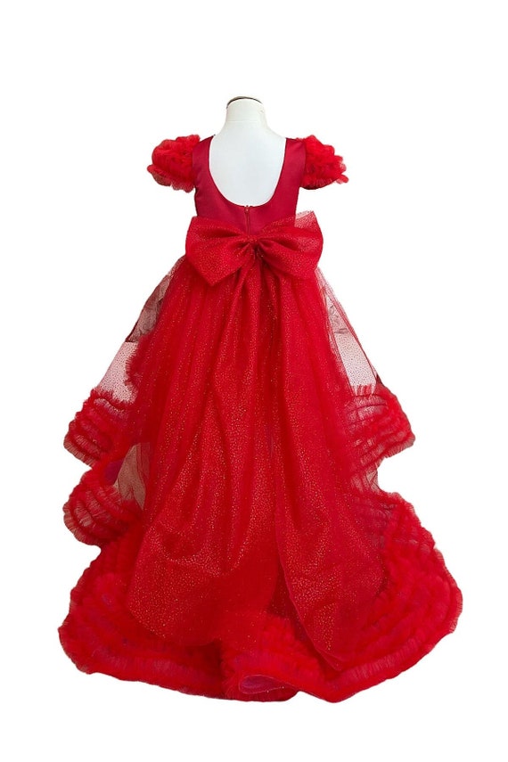 Red Short Front Long Back Long Girl Floral Dress Red Dress - Etsy