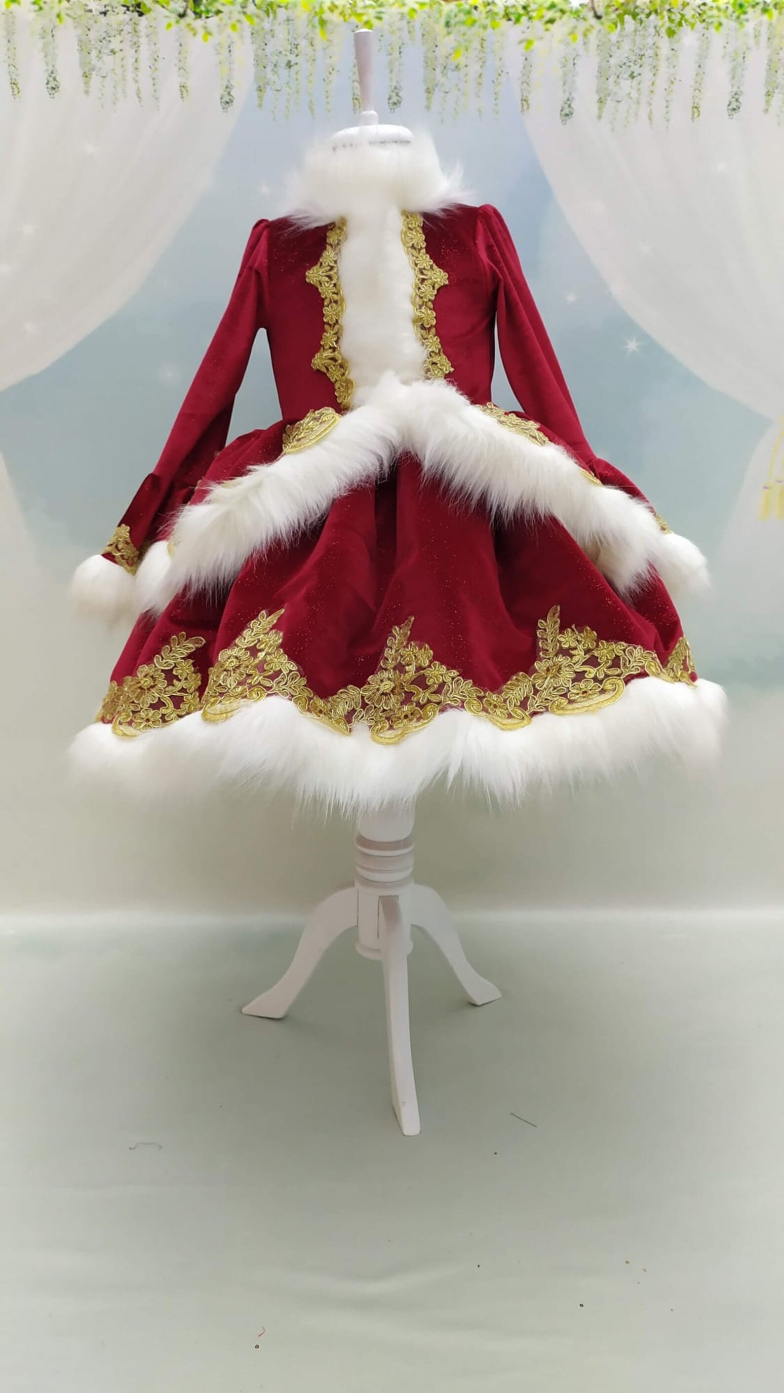 Christmas Red Velvet Santa Dress for Girls Christmas Costume - Etsy