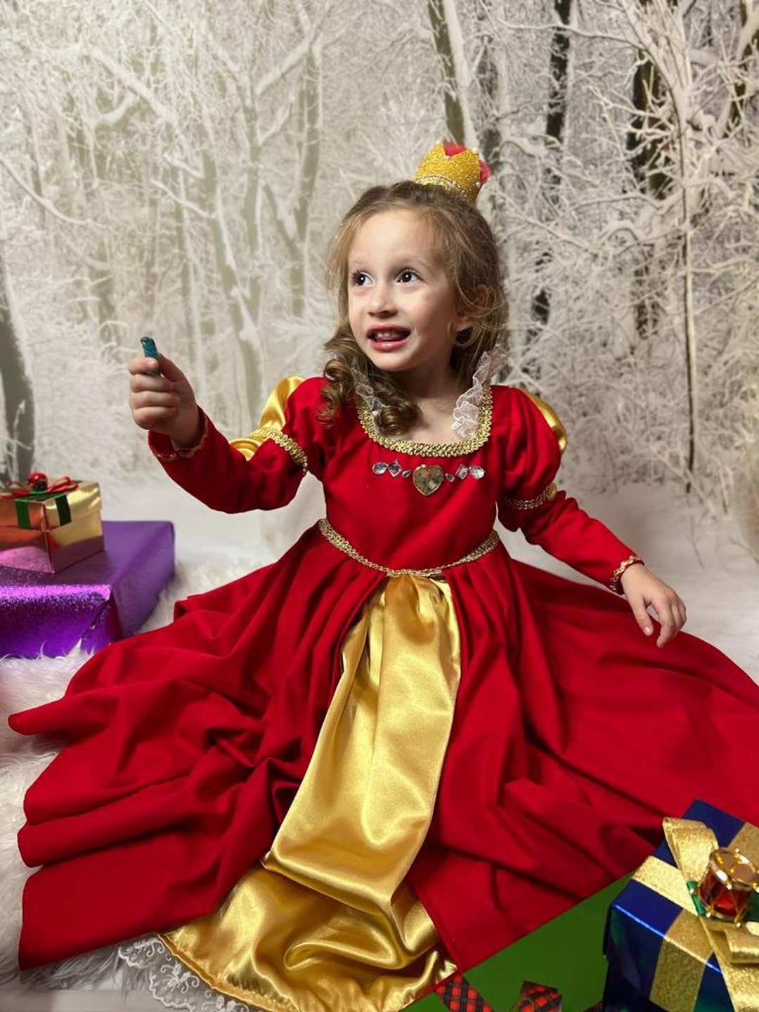 Red Princess Costume, Red Fluffy Princess Dress Toddler, Victorian ...
