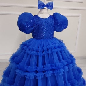 Royal Blue Flower Girl Ball Gown Baby Blue Princess Dress Toddler Royal ...