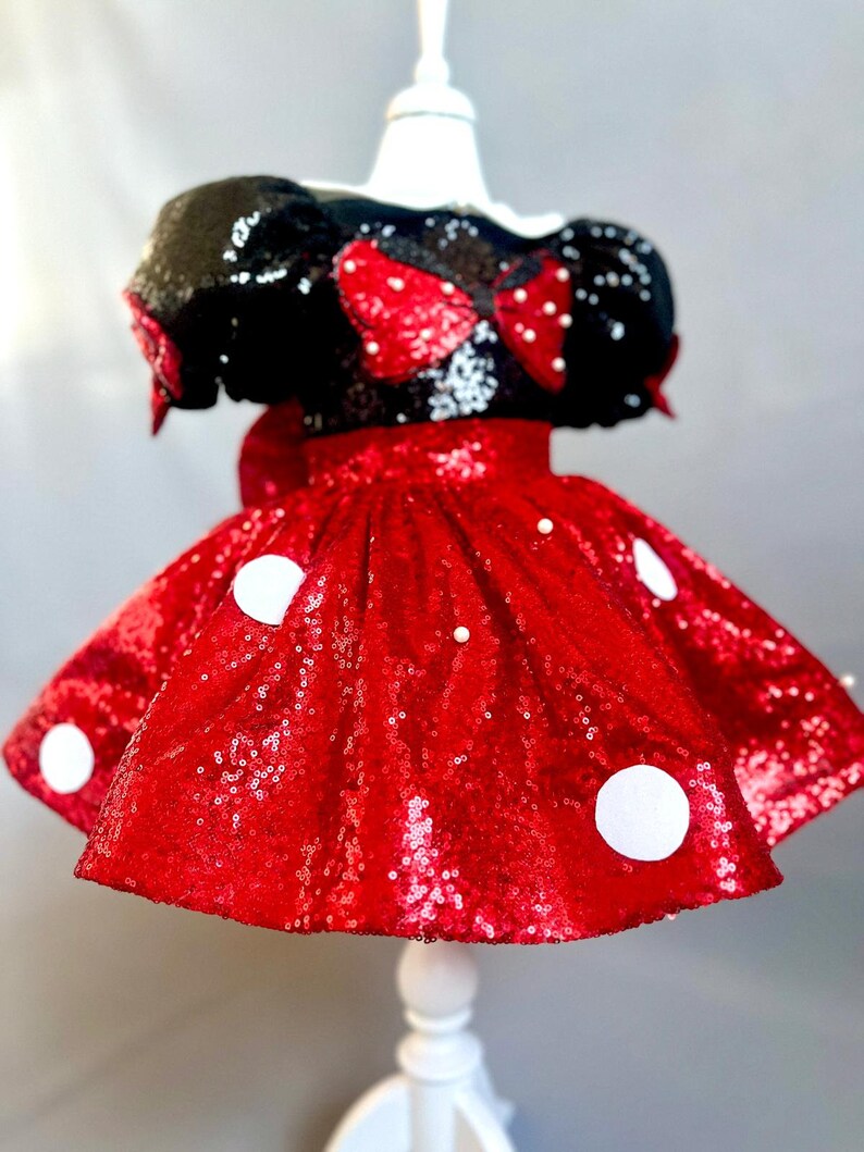 Minnie Mouse Dress Red Minnie Mouse Costume Sequin Fabric - Etsy
