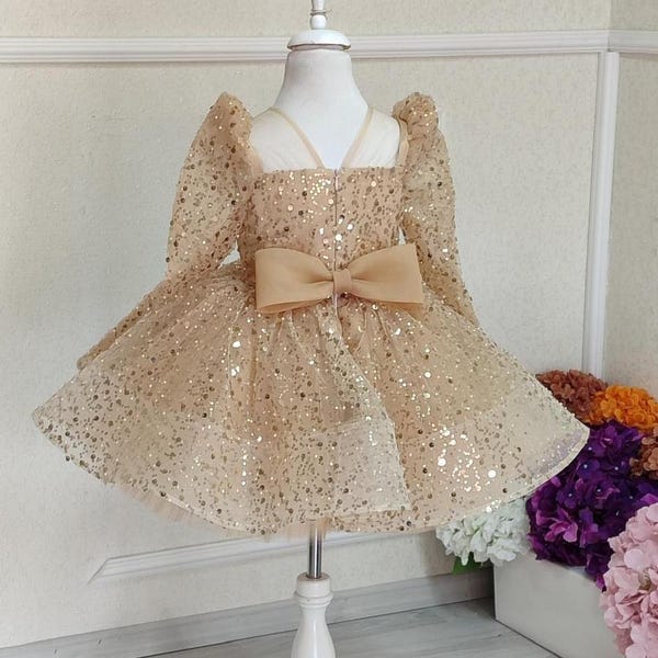 Gold Flower Girl Dress - Etsy