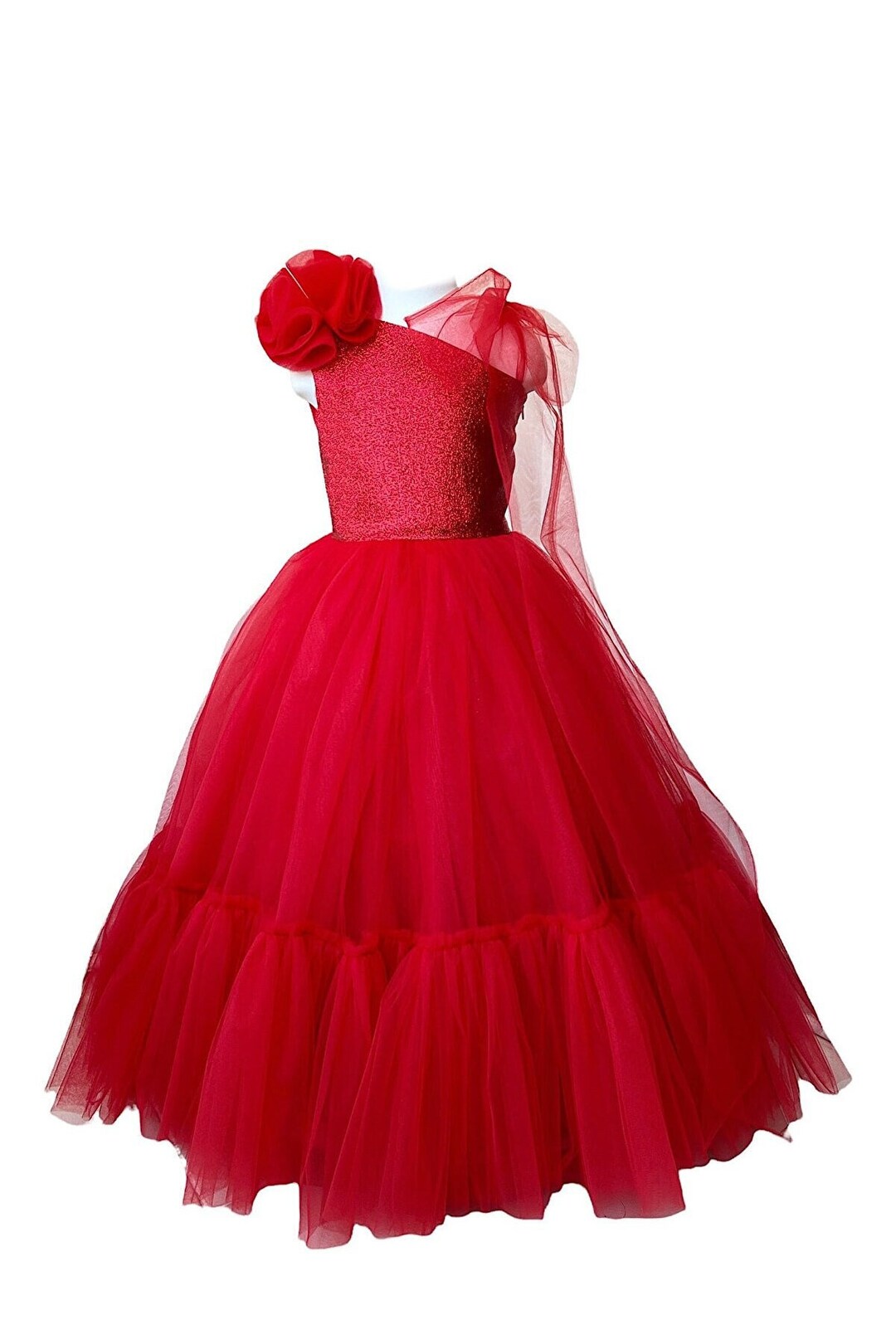 Red One Shoulder Tulle Girl Dress Ball Gown Dress Toddler - Etsy