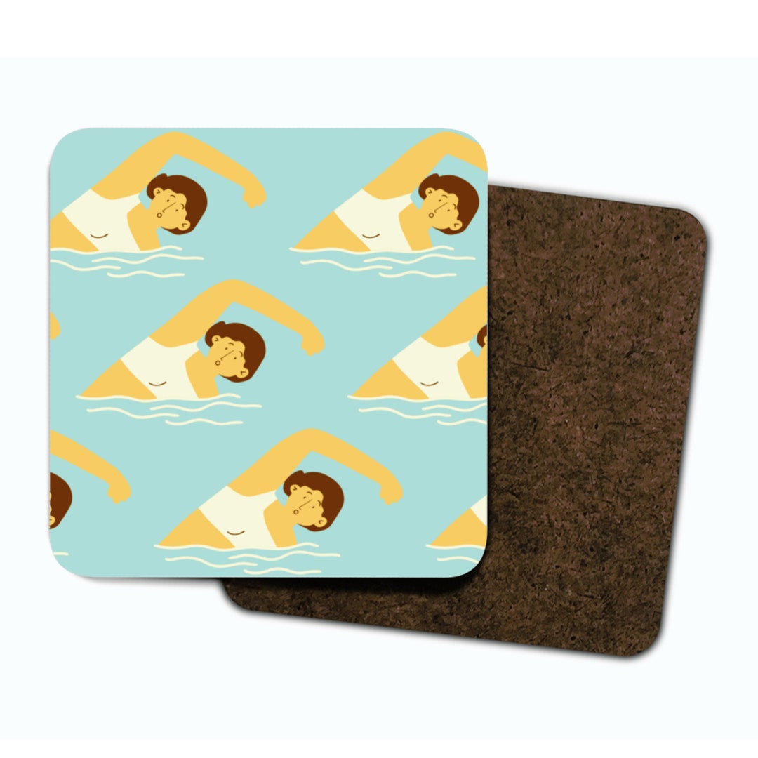 Sea Swimming Coaster, Wild Swimming Print Design, Gift for Swimmers ...