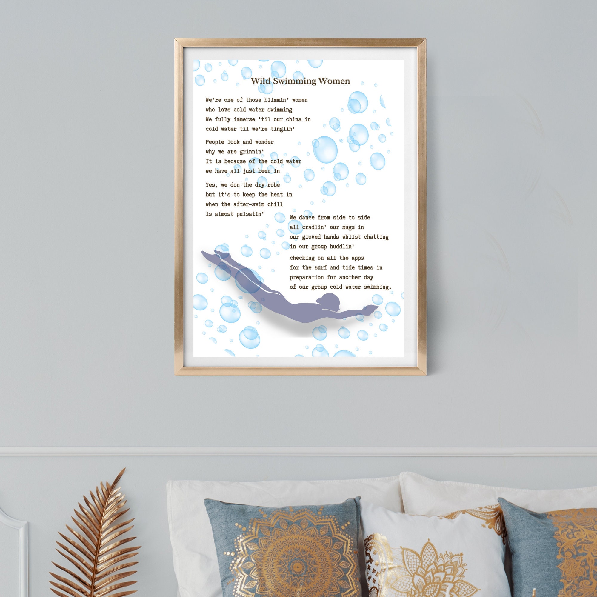 Wild Swimming Wall Art | Cold Water Swimming Poem | Gifts for Sea ...