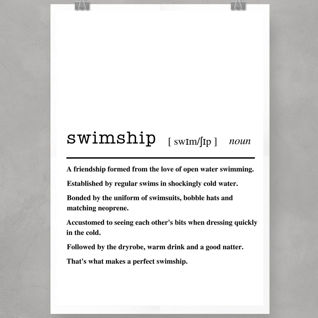 Wild Swimming Art Print | Open Water Swim Definition Poster | Cold ...