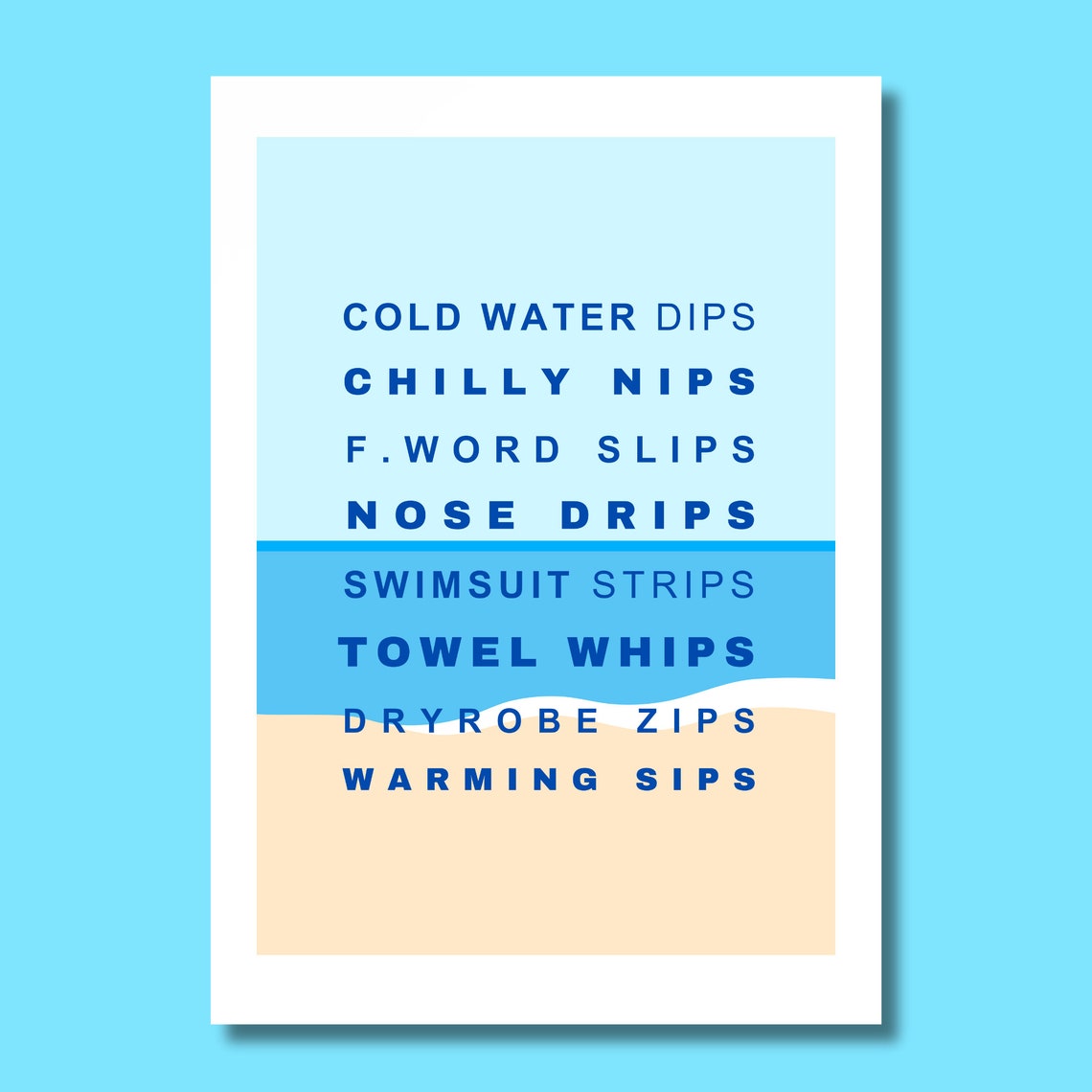 Cold Water Dips Poster | Open Water Swimming Poster | Wild Swimming Art ...