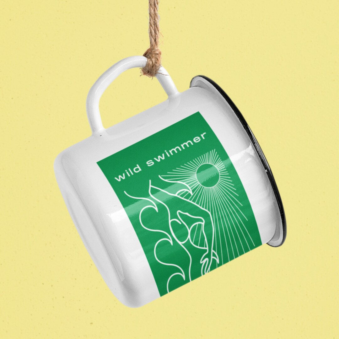 Wild Swimmer Enamel Mug | Gift for Swimmers | Outdoor Swimming Mug ...