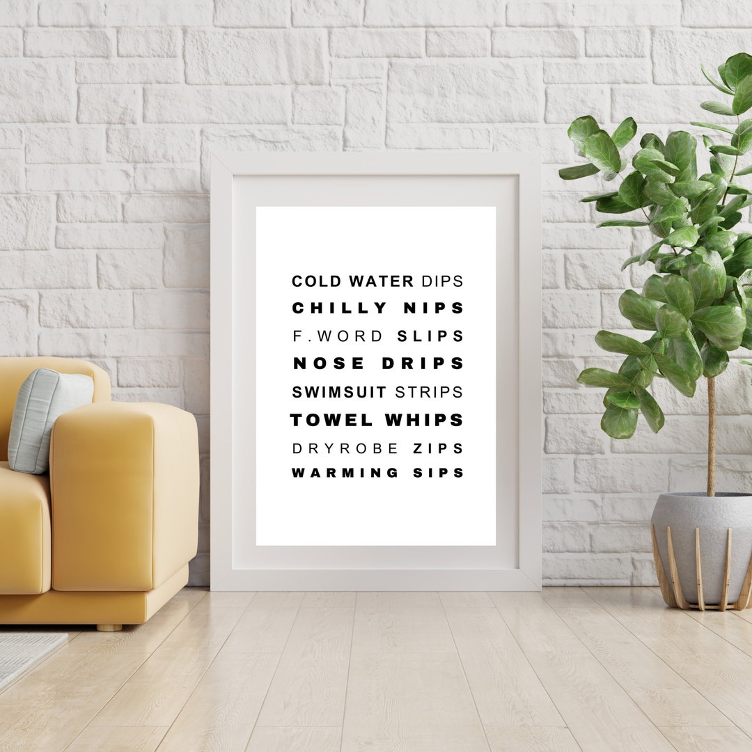 Cold Water Dips Poster | Open Water Swimming Poster | Wild Swimming Art ...