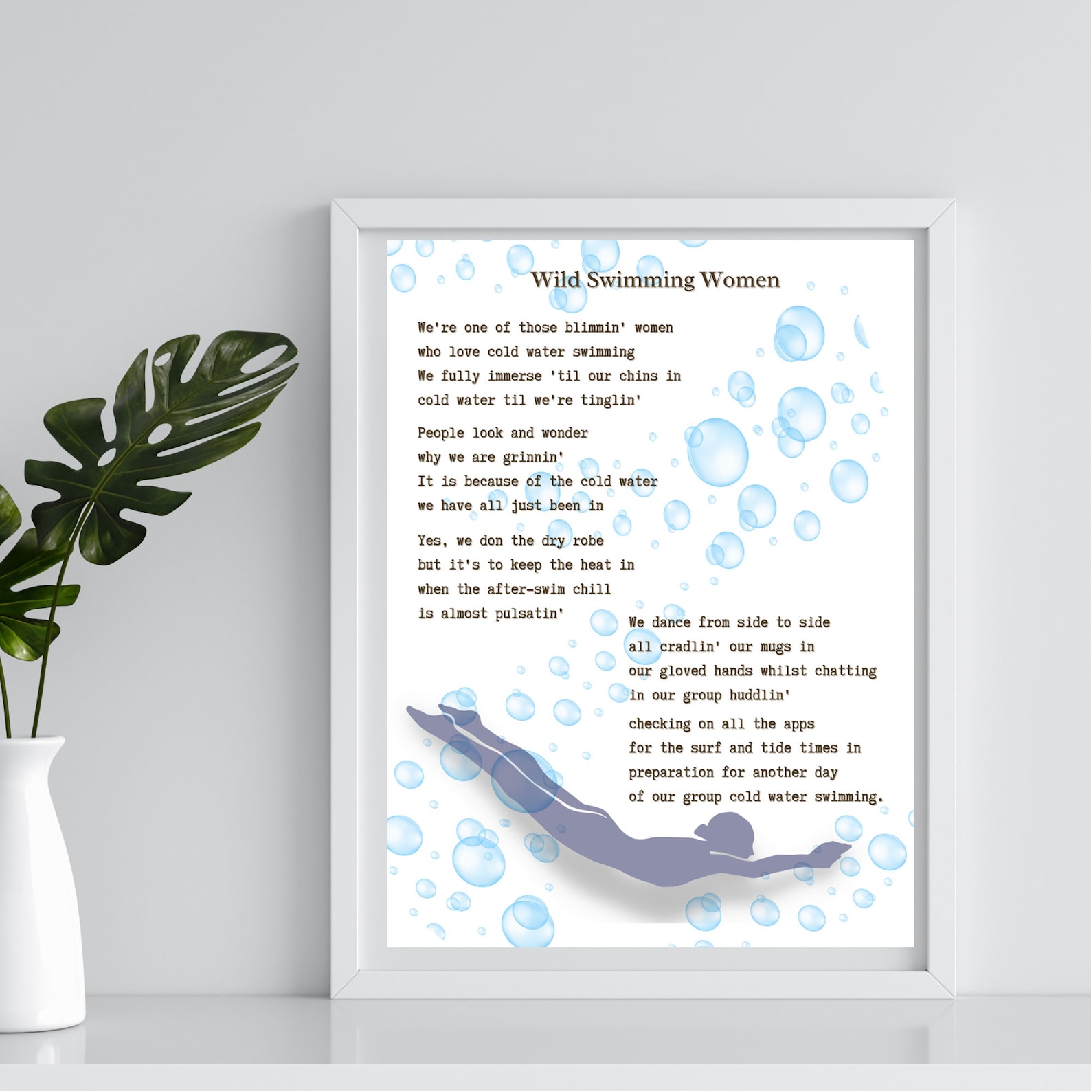 Wild Swimming Wall Art | Cold Water Swimming Poem | Gifts for Sea ...