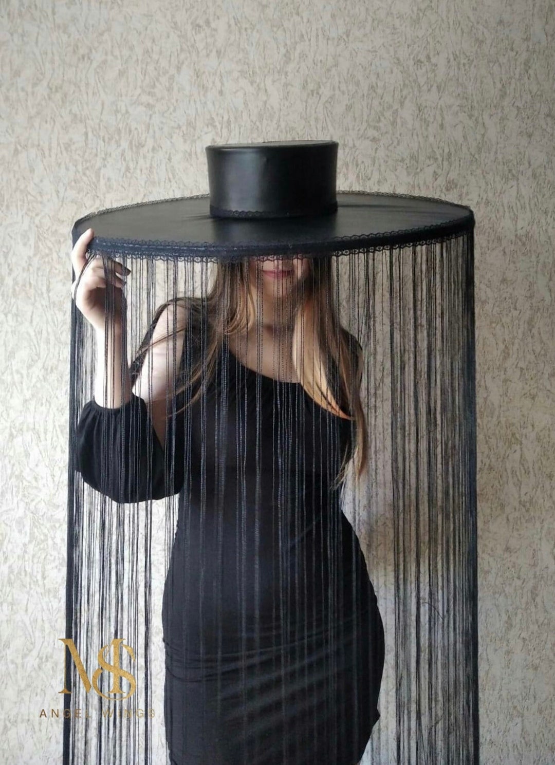 Big Black With Fringe Hat | Wide Brim Hat Fringe for Photoshoot Woman ...