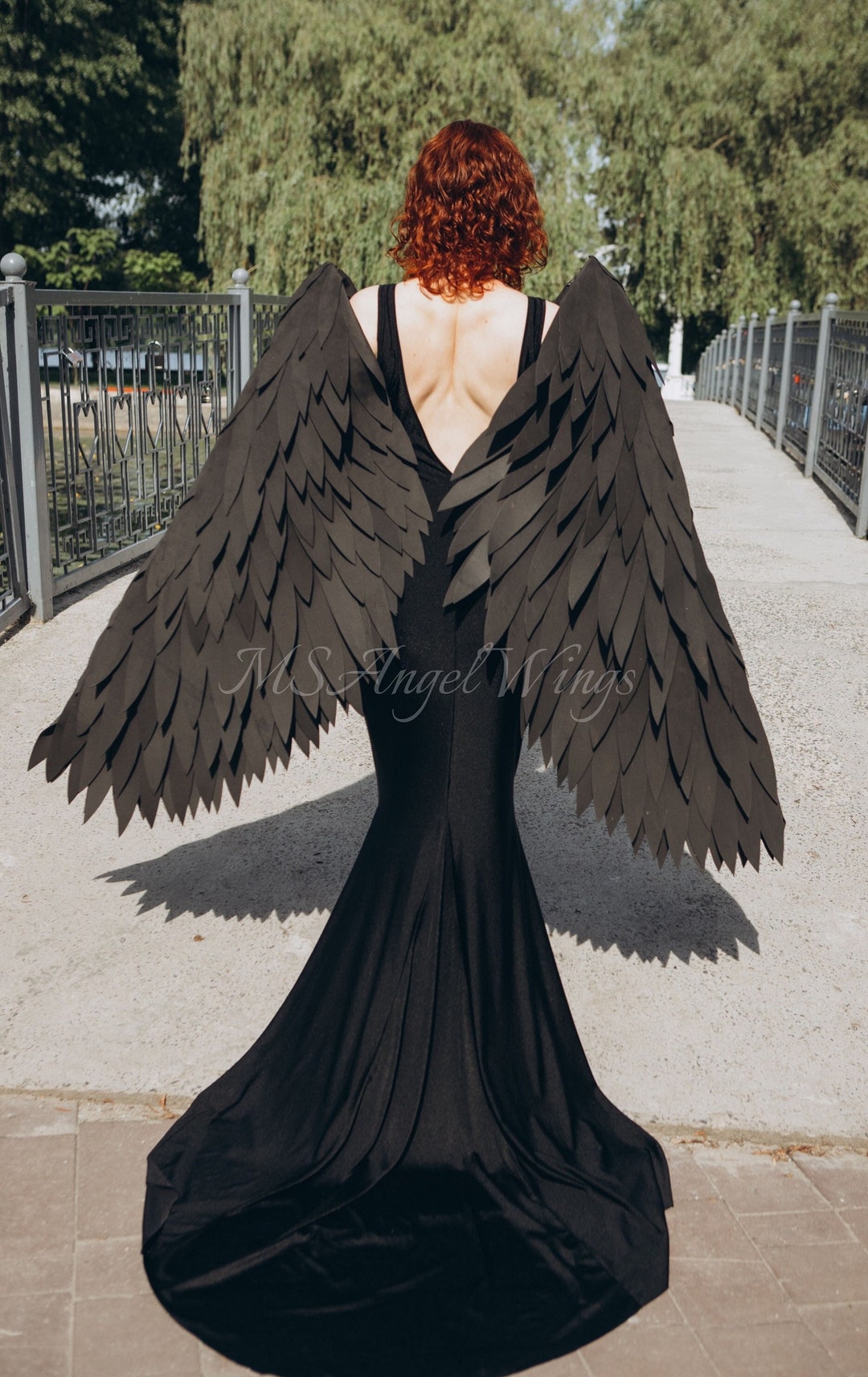Black Bird Arm Wings, Flexible Arm Wings Halloween Party, Bird Costume ...