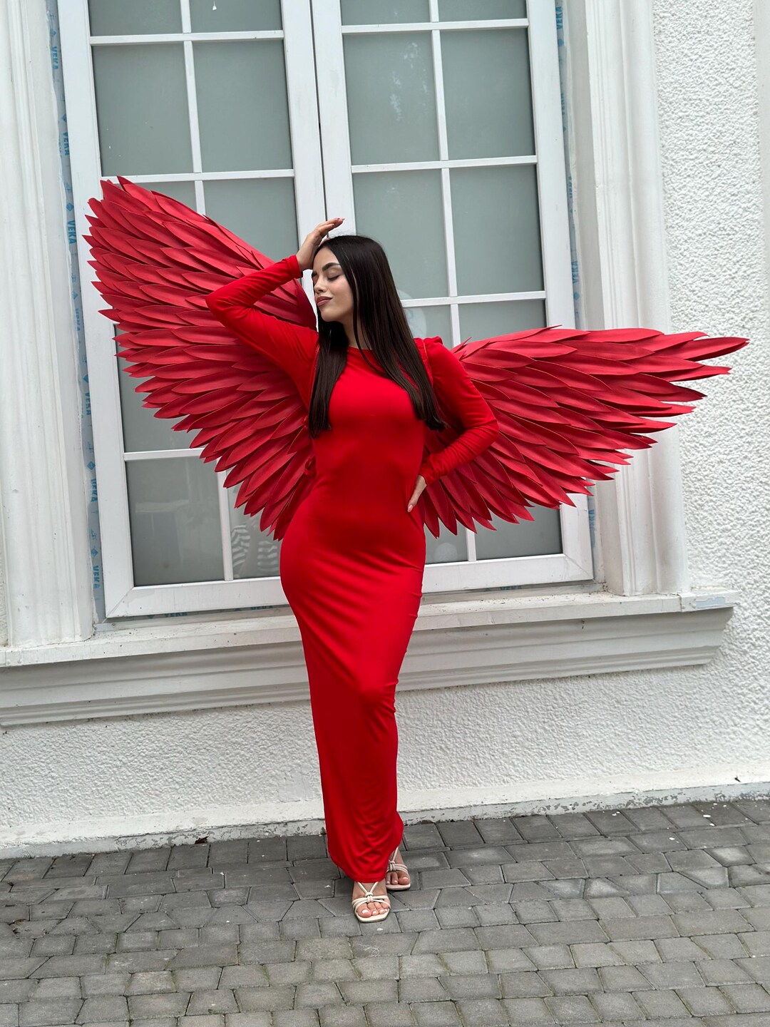 Red Costume Wings Adult for Photoshoot | Red Wings of a Bird | Red ...