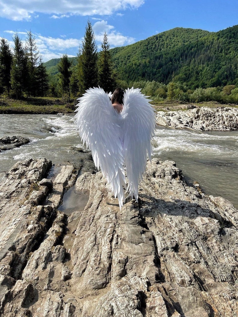 Extra large angel wings costume for photo shoot woman, Floor lenght ...