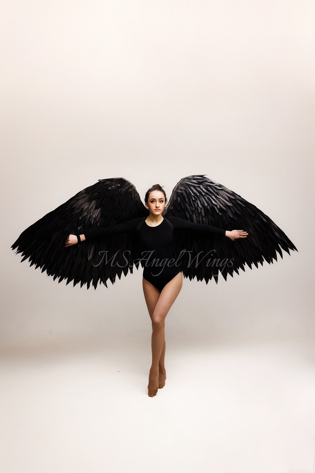 Large Black Wings for Arms, Black Angel Wings Costume Cosplay Props ...
