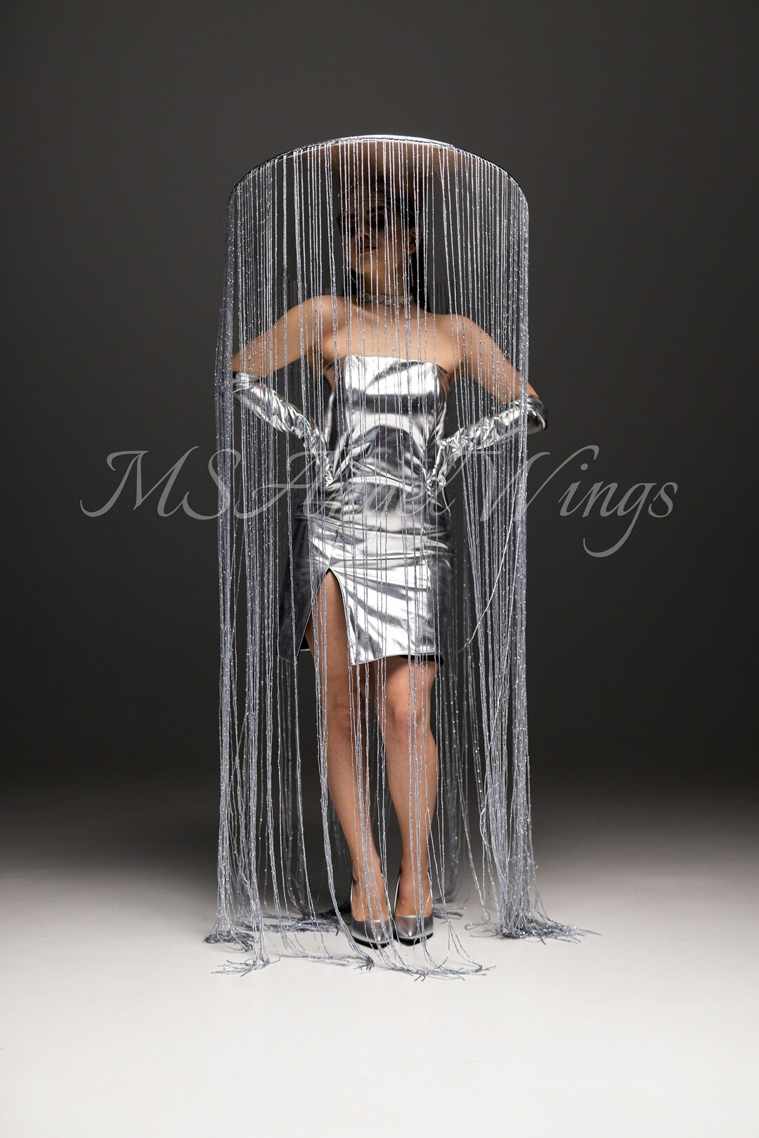 Silver Fringed Derby Hat for Women | Silver Hat With Floor Length ...