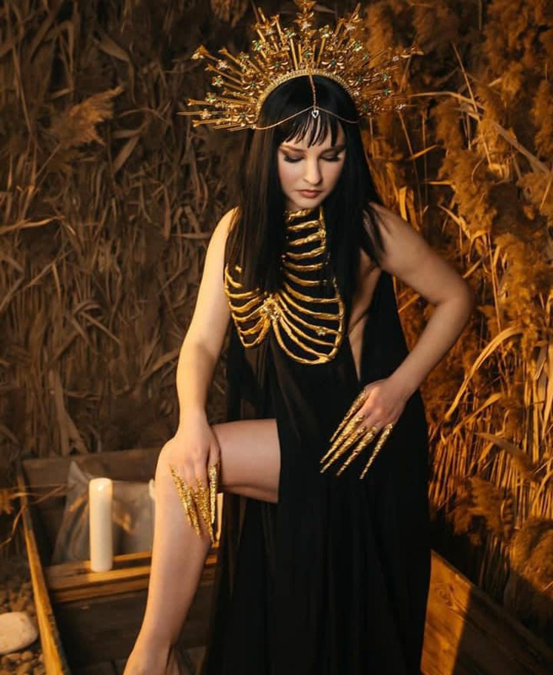 Gold Corset Bustier, Rib Harness | Bodice for Women Fantasy Gothic ...