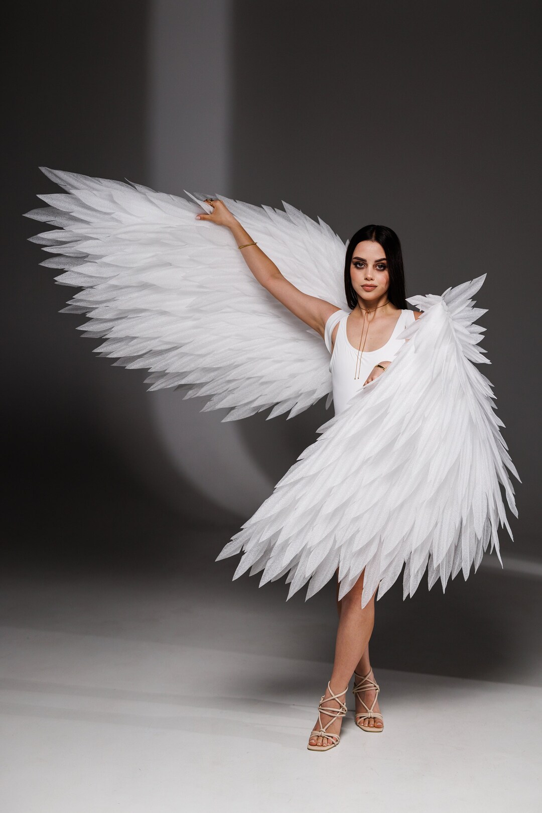 White Movable Angel Wings for Dance, Extra Large Angel Wings Costume ...
