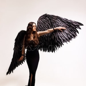 Movable Black Wings Cosplay, Fallen Angel Costume Flexible Wings, Bird Wings Cosplay Halloween ...