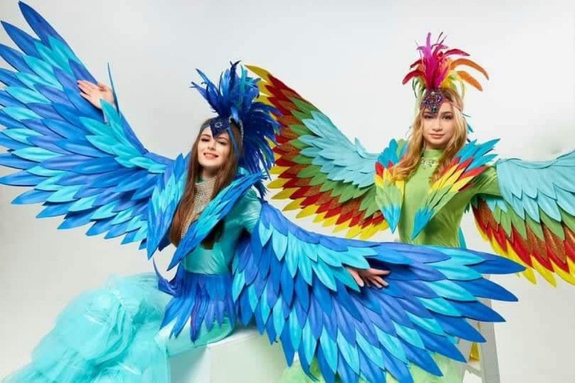 Blue & Light Blue Parrot Costume Wings, Movable Colorful Angel Wings ...