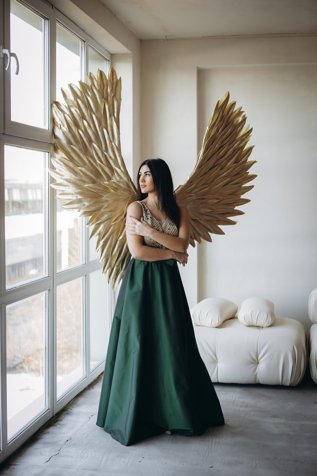 Big Gold Angel Wings | Glitter Wings Costume for Photo Shoot | Gold Wings Costume | Adult Angel ...