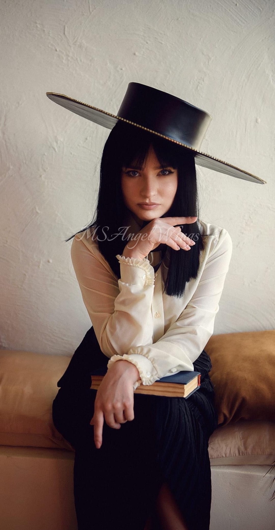 Black Wide Brim Fedora Hat for Women - Stylish Derby and Sun Hat - Wide ...