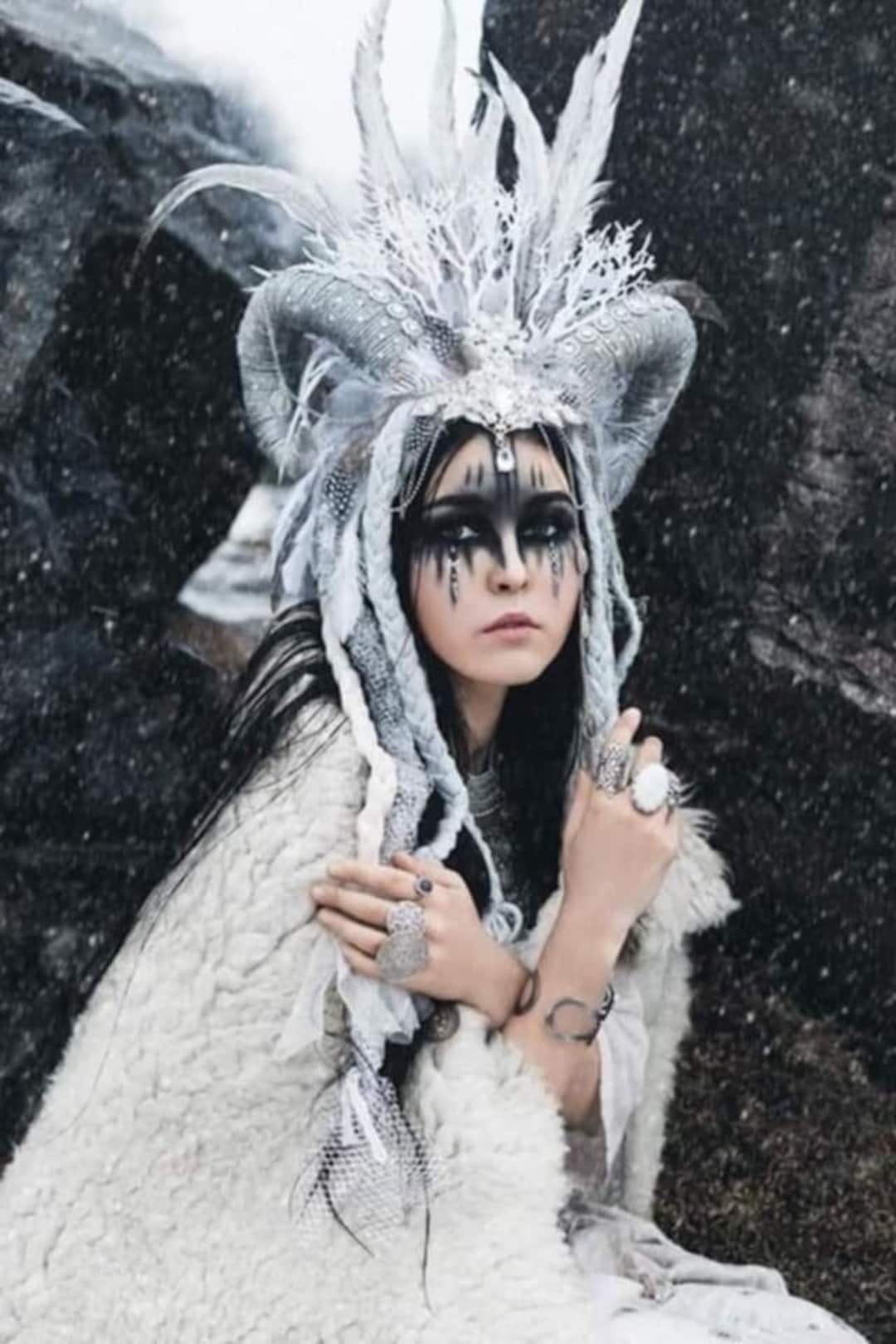 Skull Crown, Witch Headdress With Horns - Gothic Headpiece for Costume ...