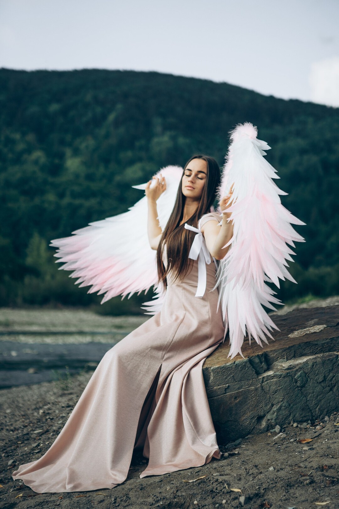 White and Pink Angel Wings Costume for Image Victoria Secret Photo Shoot Womanfluffy White Adult ...