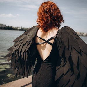 Black Harpy Costume Wings for Arms Moveable Black Wings Cosplay ...