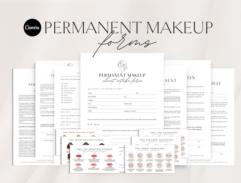 Permanent Makeup Forms: Client Intake, Consent & Aftercare (canva ...