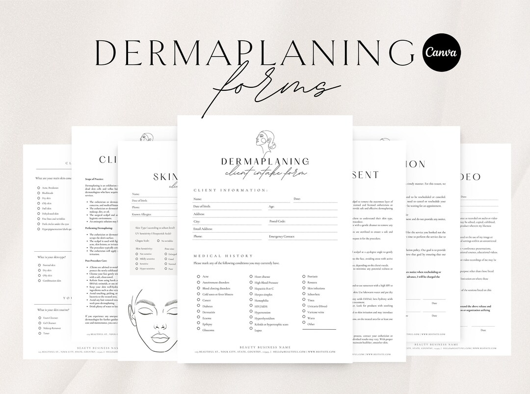 Dermaplaning Forms | Editable Dermaplaning Templates | Esthetician ...