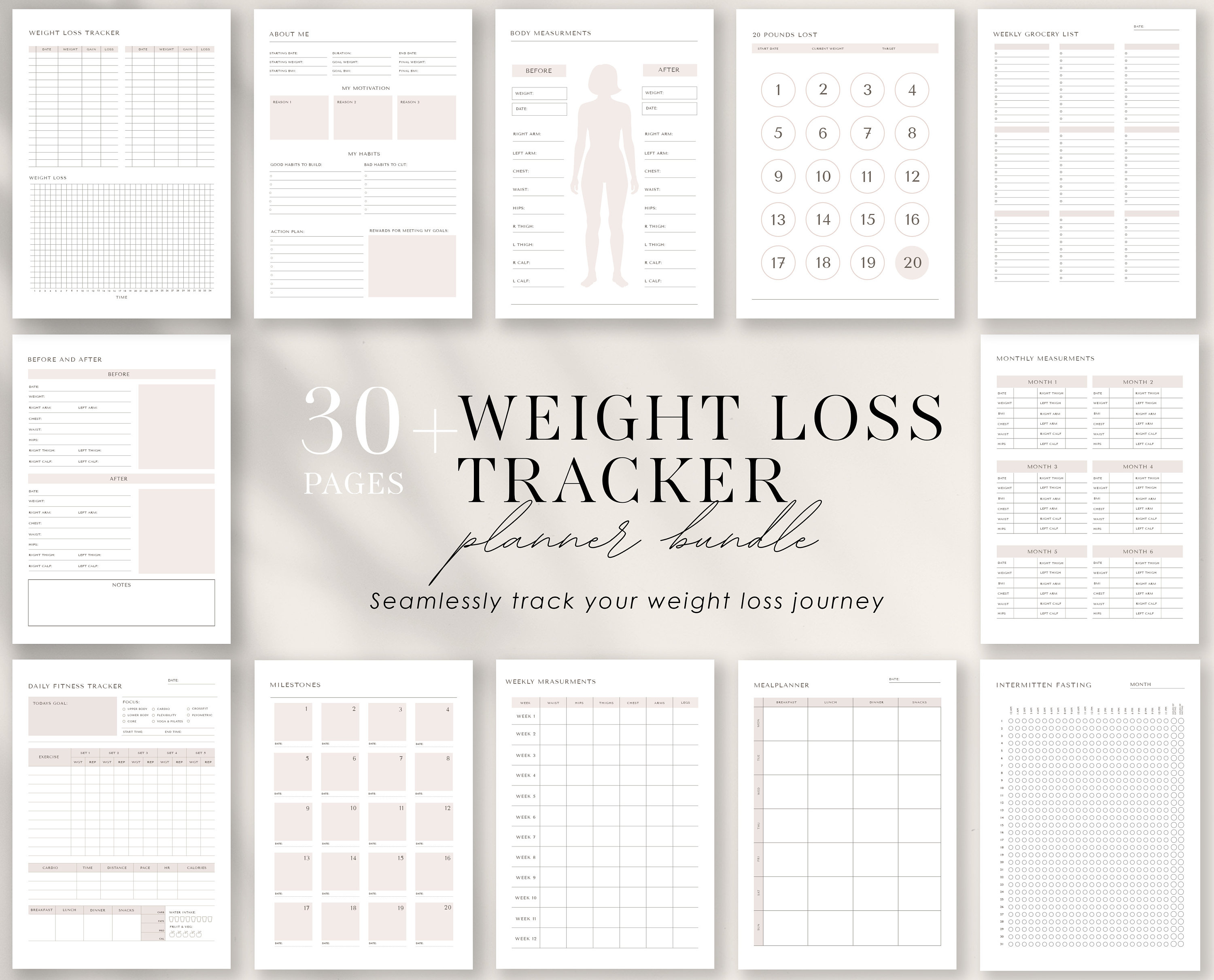 Weight Loss Planner: Fitness, Meal & Body Measurement Tracker ...