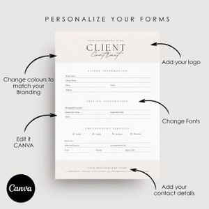 Photography Client Contract Template: Editable Canva Form (digital ...